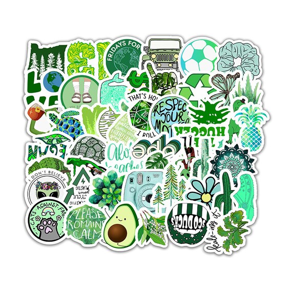 50 PCS Green Stickers for Laptop Water Bottle Suitcase Easy to | Etsy