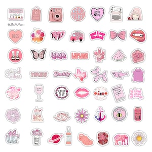 50 PCS Pink Cute Laptop Stickers Waterproof Hydroflasks Stickers for ...