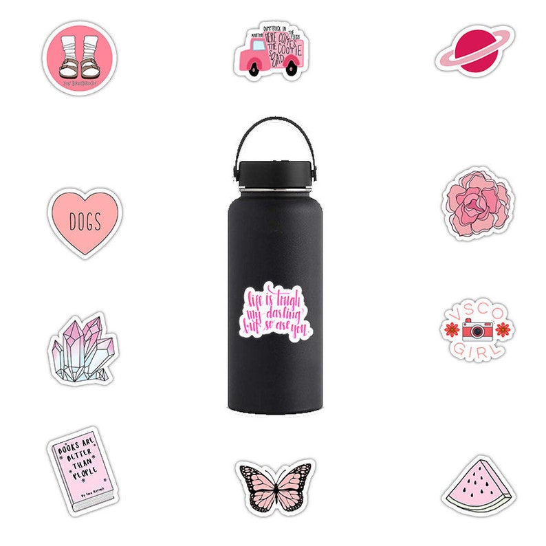 50 PCS Pink Cute Laptop Stickers Waterproof Hydroflasks | Etsy