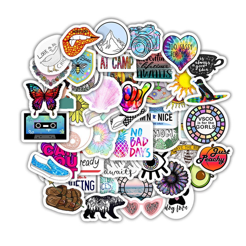 50 PCS VSCO Girls Stickers for Laptop Water Bottle Cute - Etsy