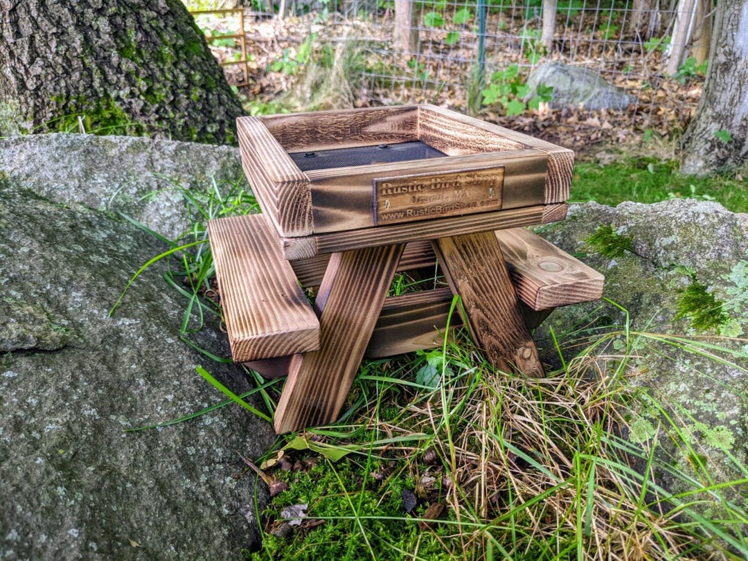 Handmade Pine Picnic Table Bird Feeder - Small Ground Feeder - Etsy
