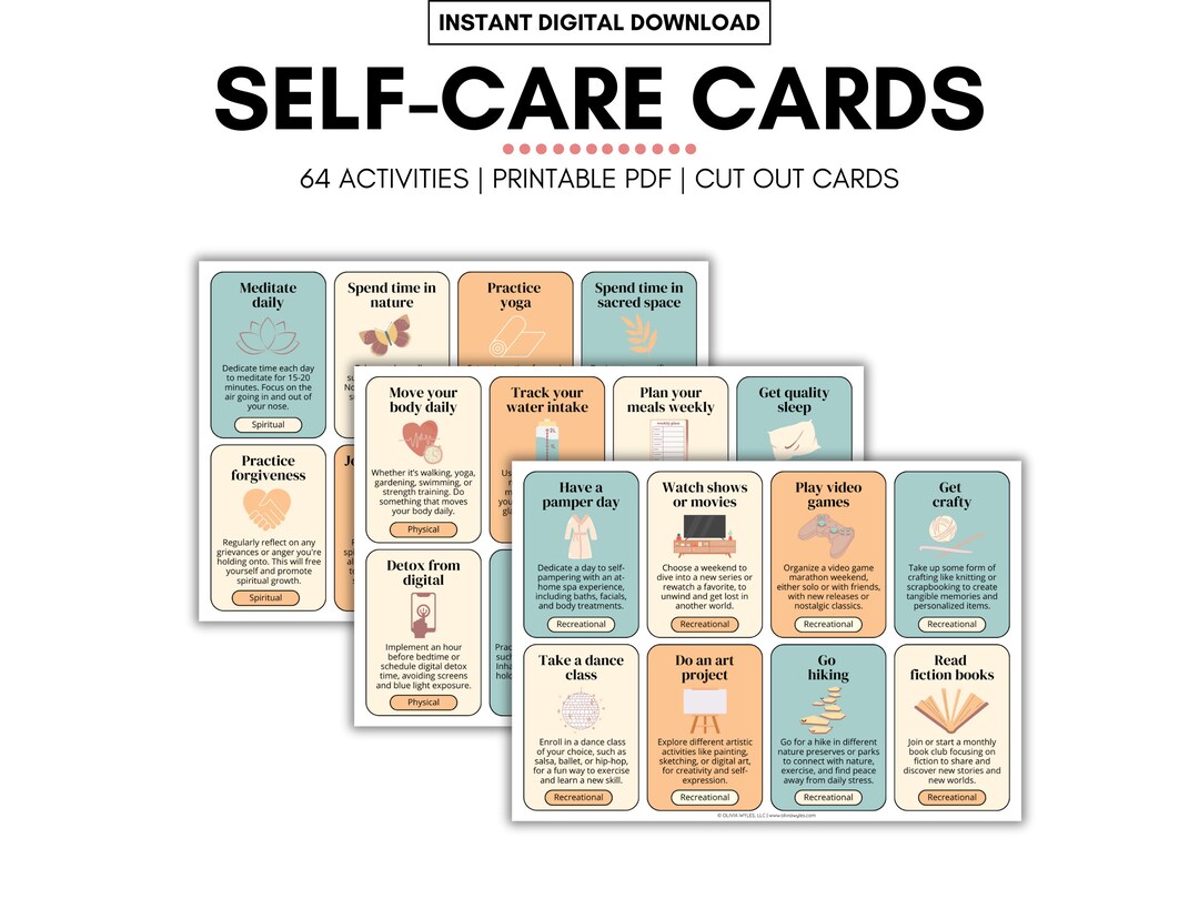 8 Pillars of Self-care Activity Cards - Etsy