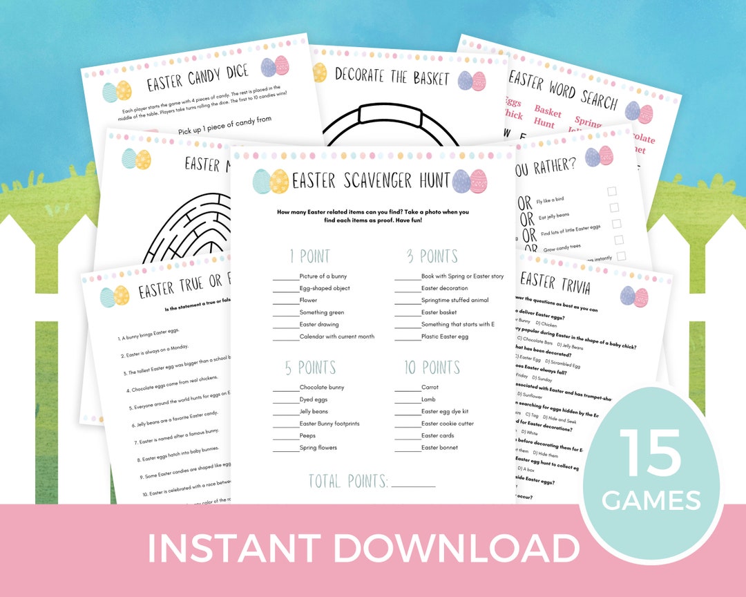 Easter Games Printable Bundle, Easter Activities for Kids, Adults ...