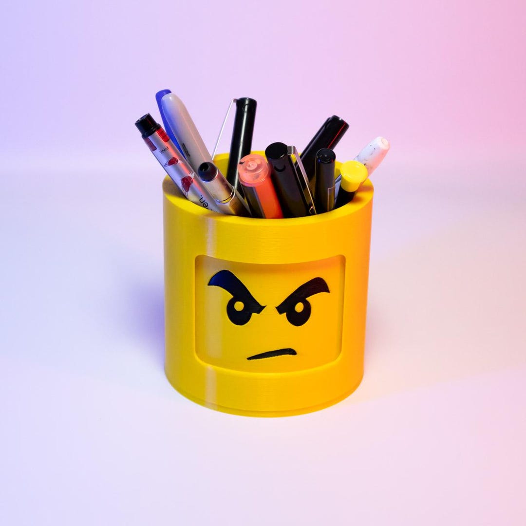 3D Printed Rotating LEGO Head Pen Holder - Creative Organizer for ...