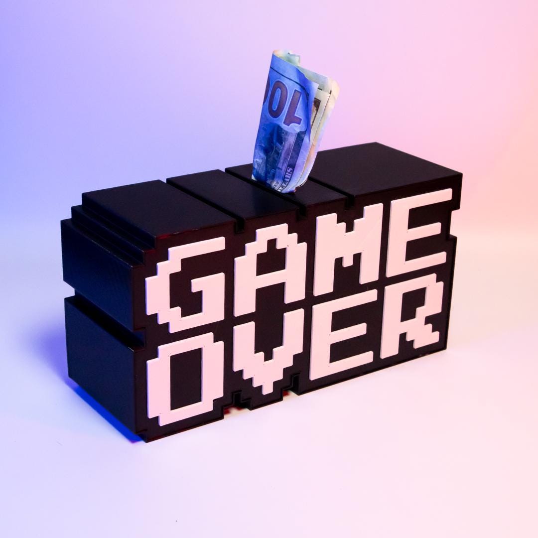 3D Printed “game Over” Money Box – Retro Gaming Piggy Bank | Gift for ...