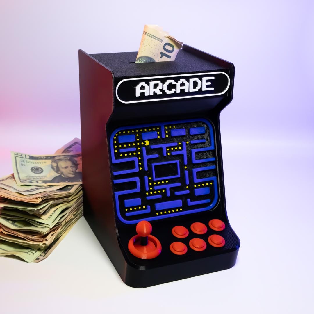 Arcade Money Box Retro Design 3D Printed, Nostalgic Gaming Feeling ...