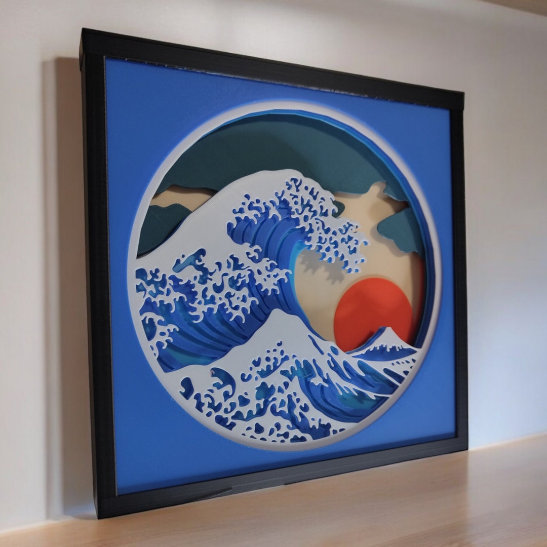 Great Wave 3D Printed Papercut Artwork in Japanese Style Wall Art - Etsy