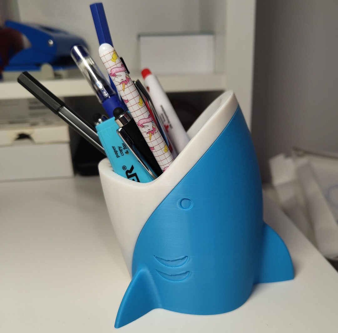 Colorful Shark Pen Holder for Youth Desk Practical and Stylish Desk ...