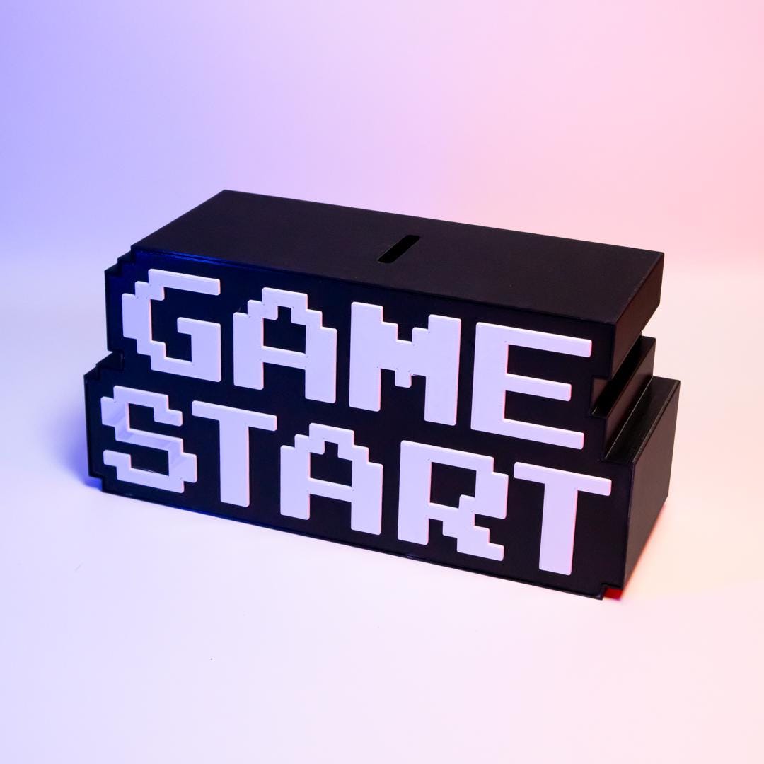 3D Printed game Start Money Box Retro Gaming Piggy Bank Gift for Gamers ...