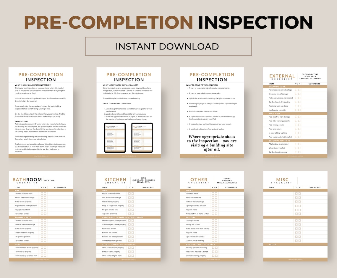 Pre-completion Inspection Checklists. Walkthrough Inspection Checklist ...