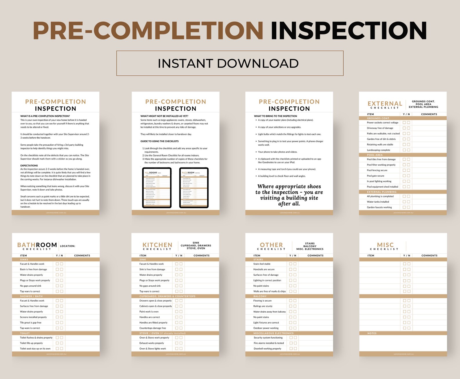 Pre-completion Inspection Checklists. Walkthrough Inspection Checklist ...