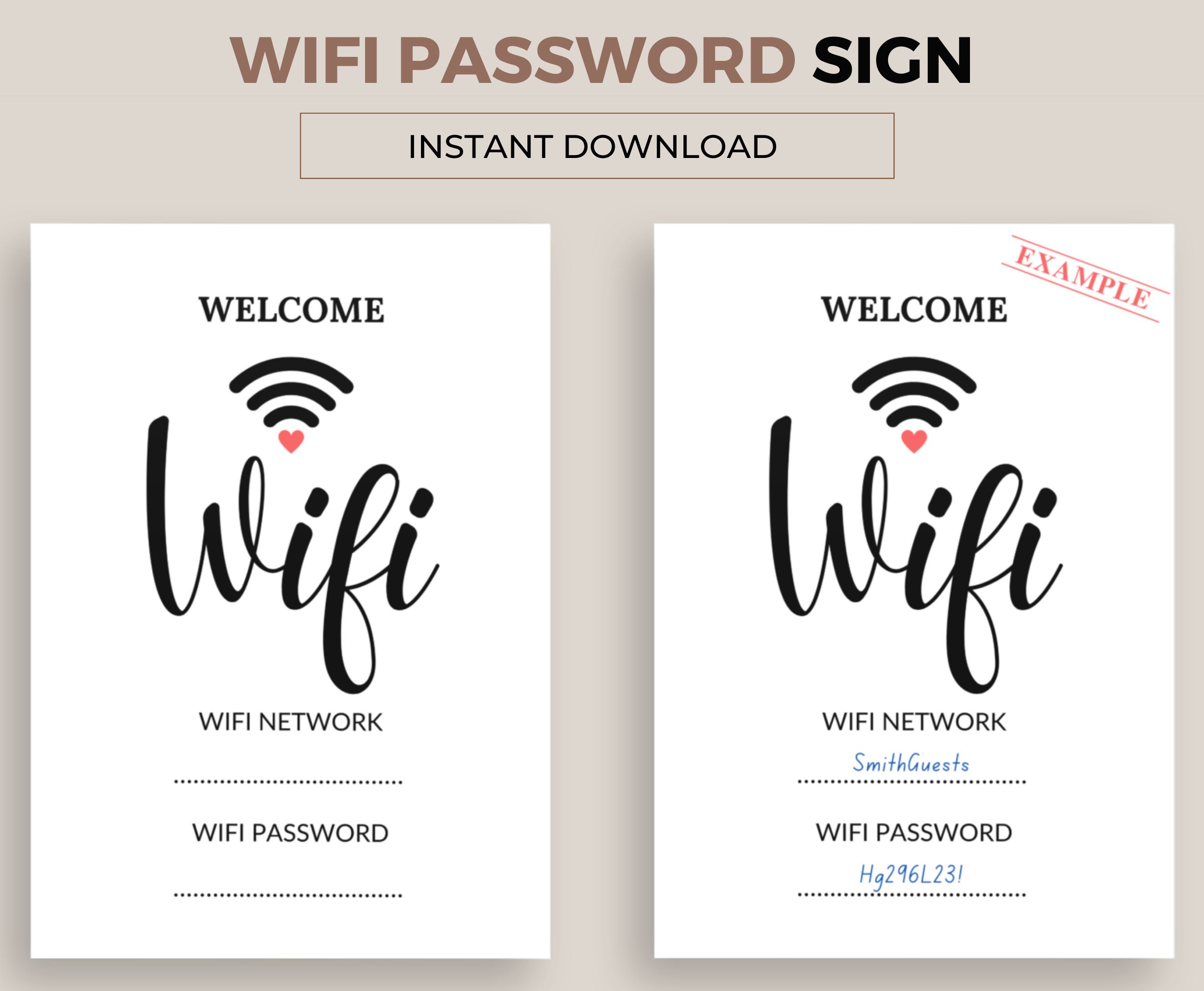 Wifi Network & Password Printable, Prepare Your Home for Friends ...