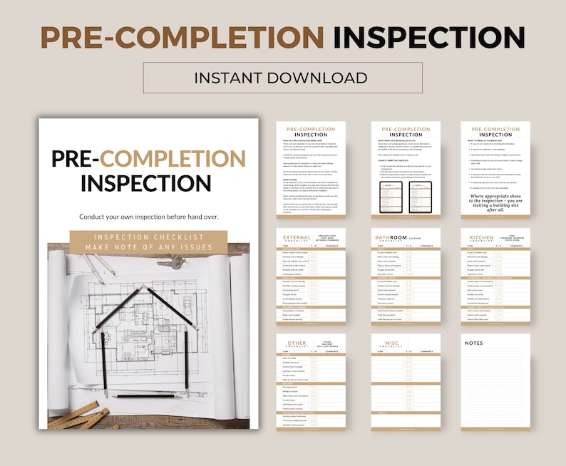 Pre-completion Inspection Checklists. House Inspection Plan ...