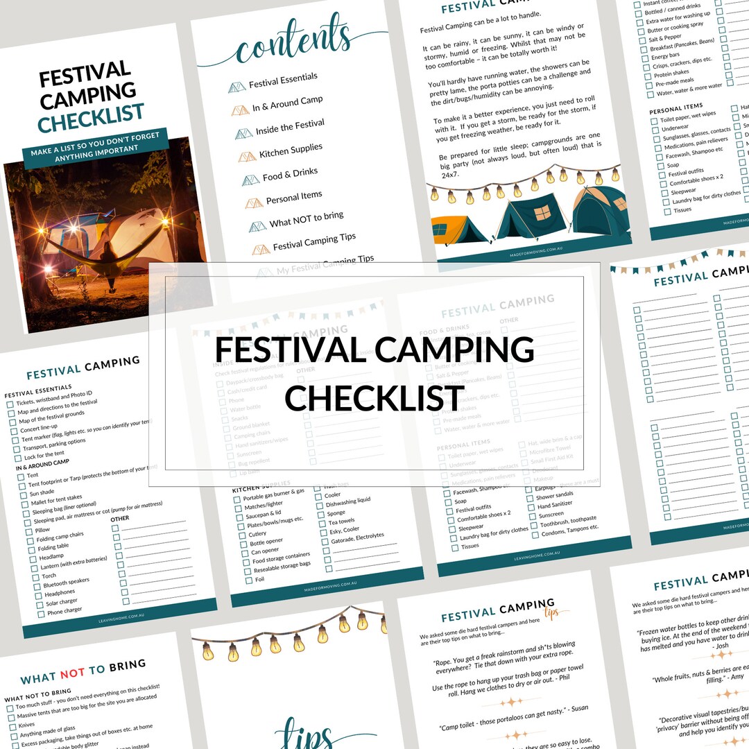 Festival Camping Checklist, Camping Essentials Checklist and Tips ...