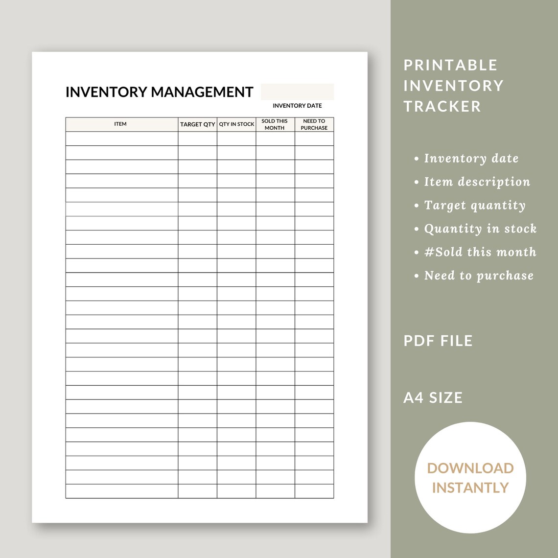 Inventory Management Tracker, Inventory Management Form, Stocktake ...
