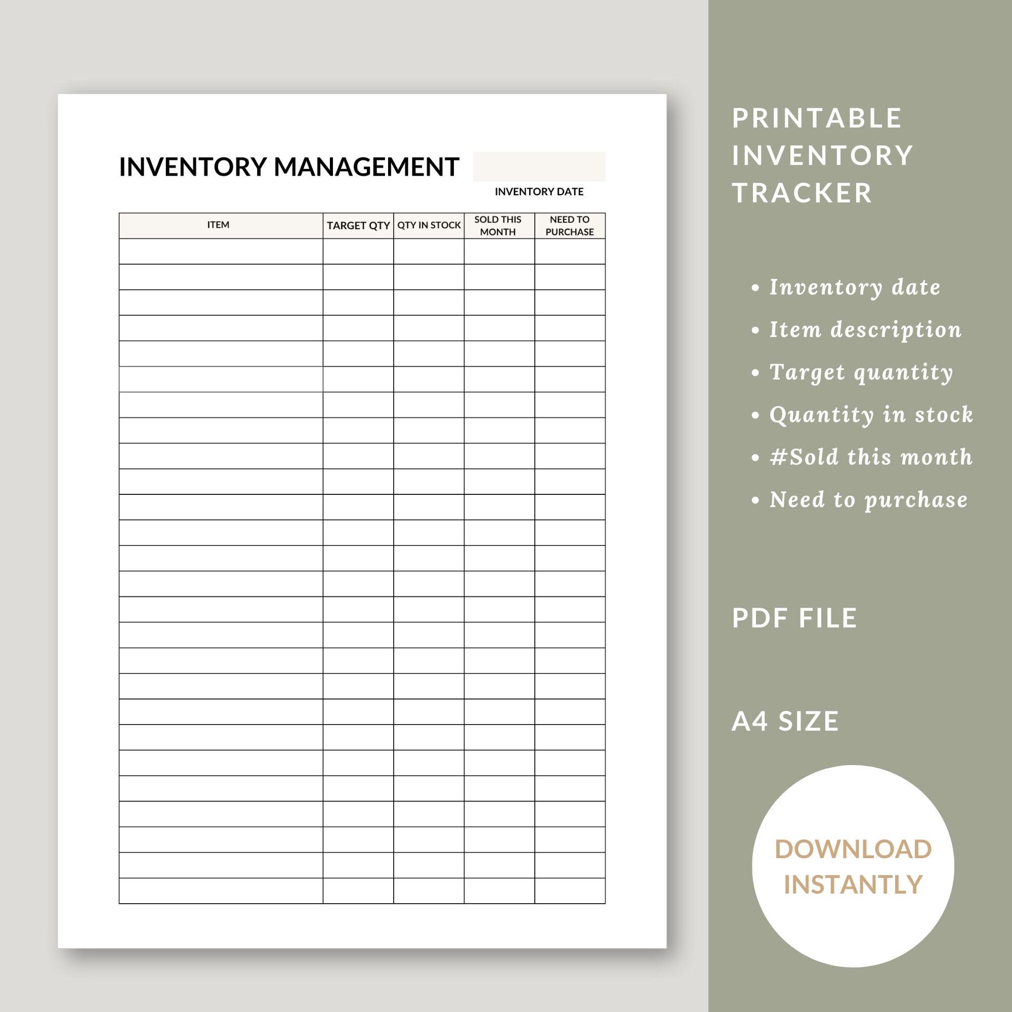Inventory Management Tracker: Stocktake Sheet (PDF) - Etsy