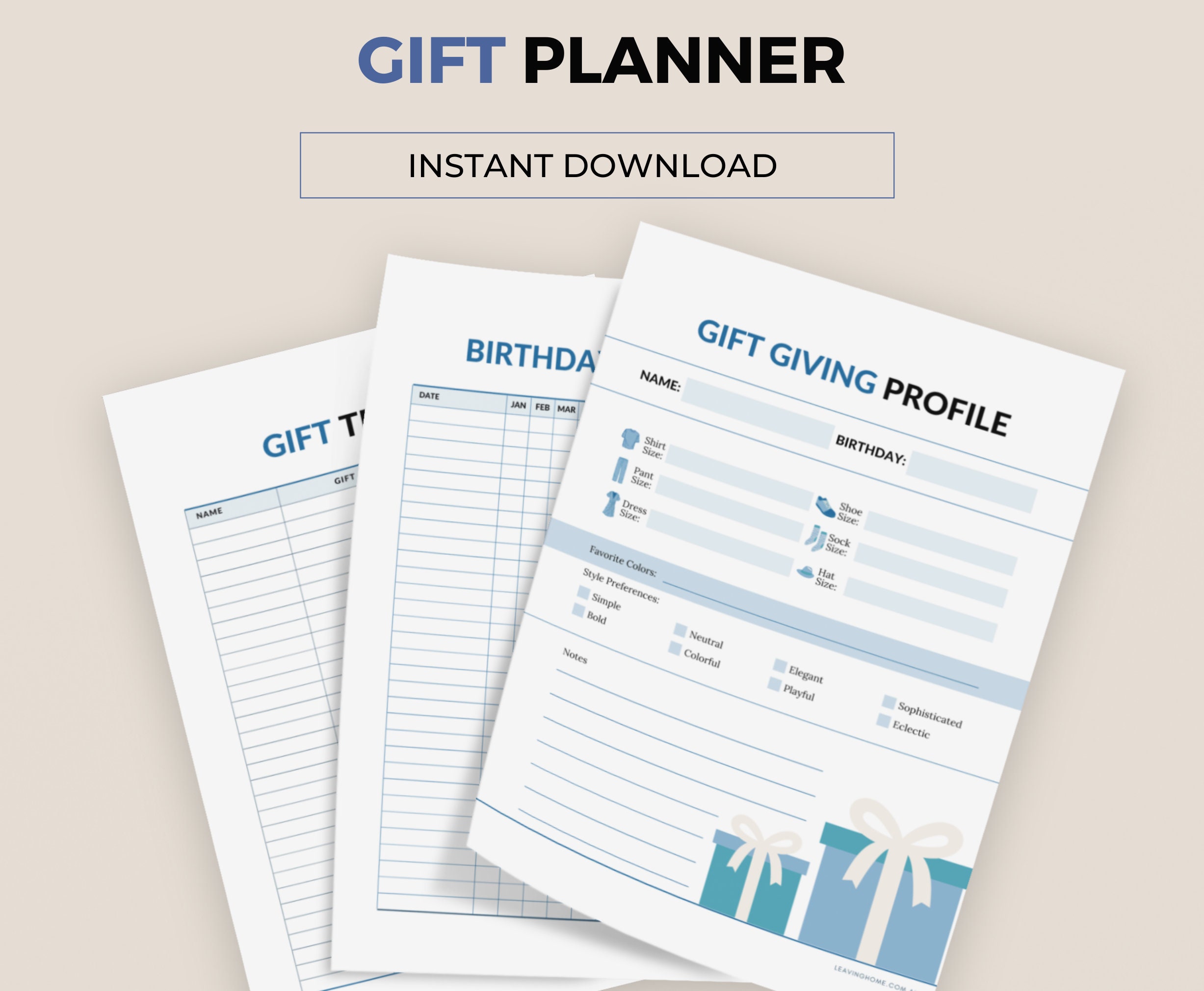 Gift Giving Planner, Birthday Tracker, Gift Idea Tracker, Instant ...
