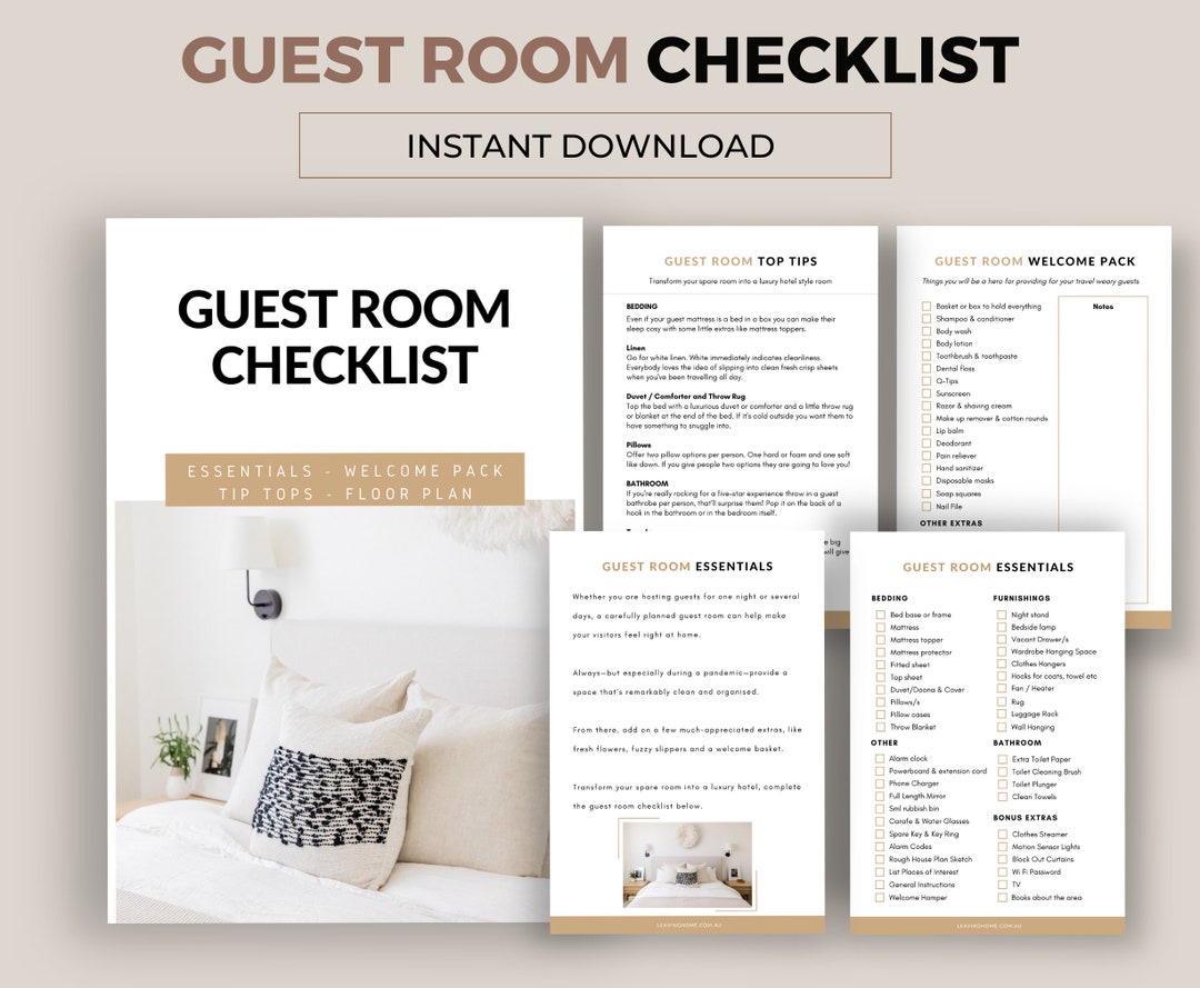 Guest Room Checklist Bundle, Prepare Your Home for Visitors, Overnight ...