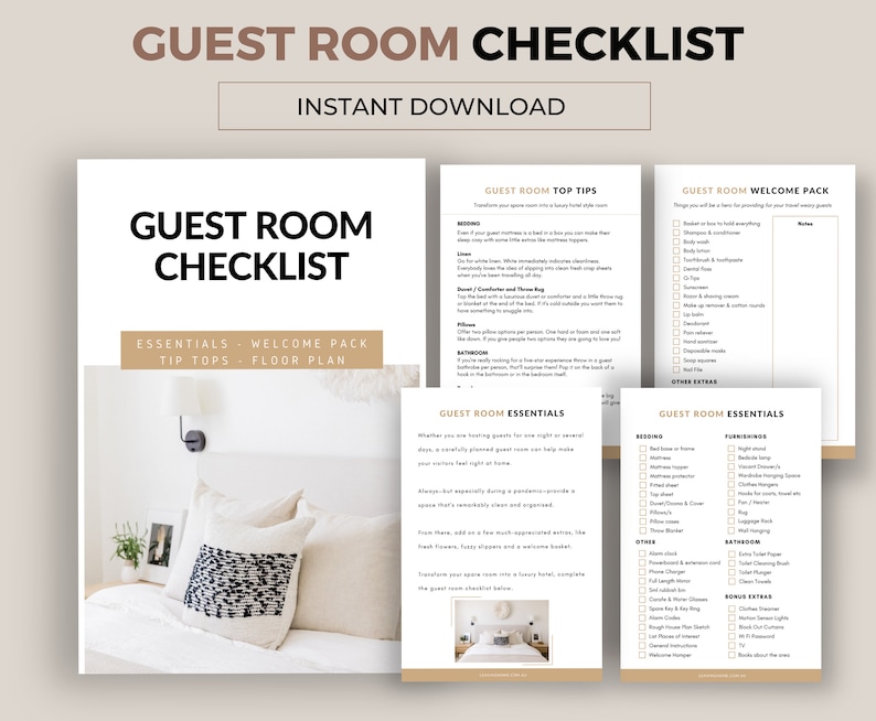 Guest Room Checklist Bundle, Prepare Your Home for Visitors, Overnight ...