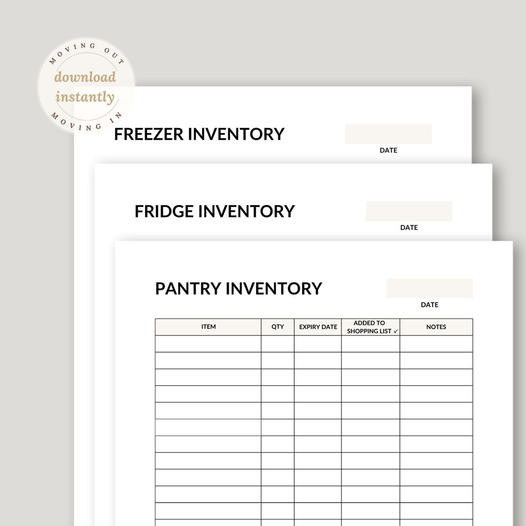 Kitchen Inventory Printable: Pantry, Fridge, Freezer Tracker (PDF) - Etsy
