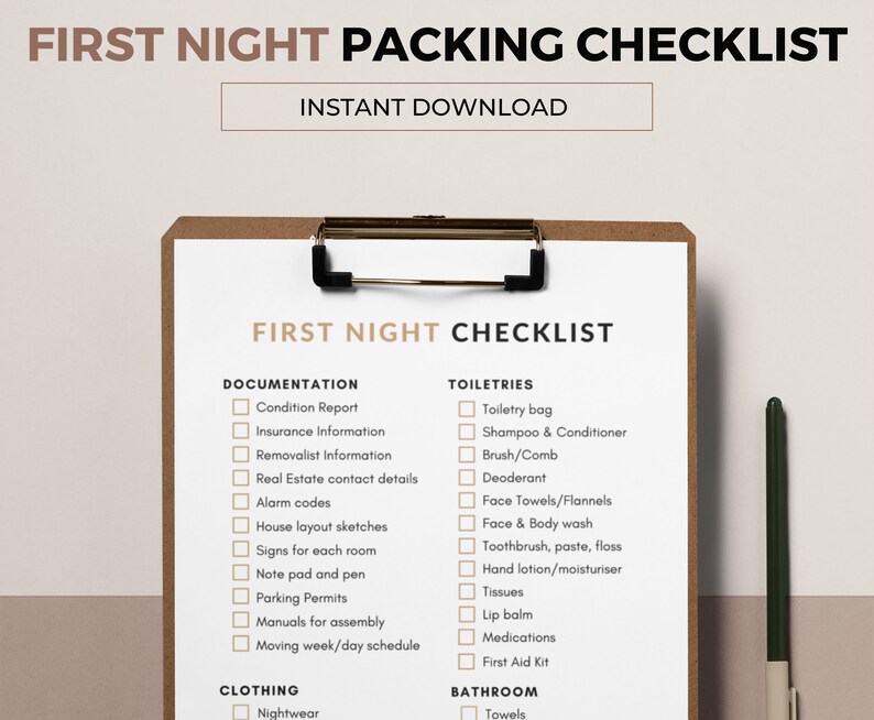 Moving Essentials Box Checklist – First Night & Moving Day Planner PDF ...