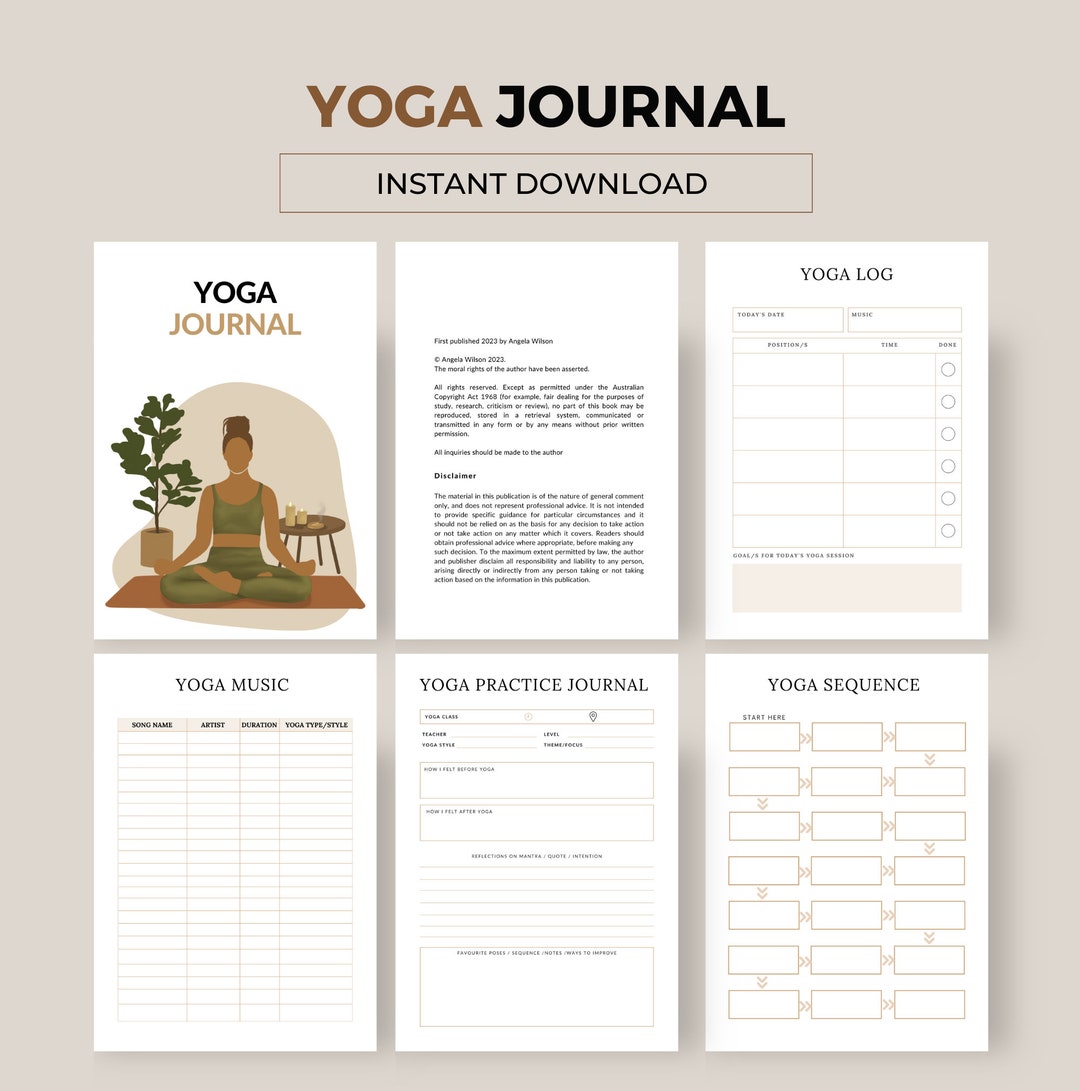 Yoga Journal & Meditation Planner Printable | Wellness and Mindfulness ...