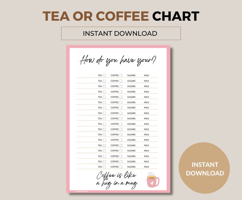 How Do You Like Your Tea or Coffee Printable. Pour the Perfect Cup for ...
