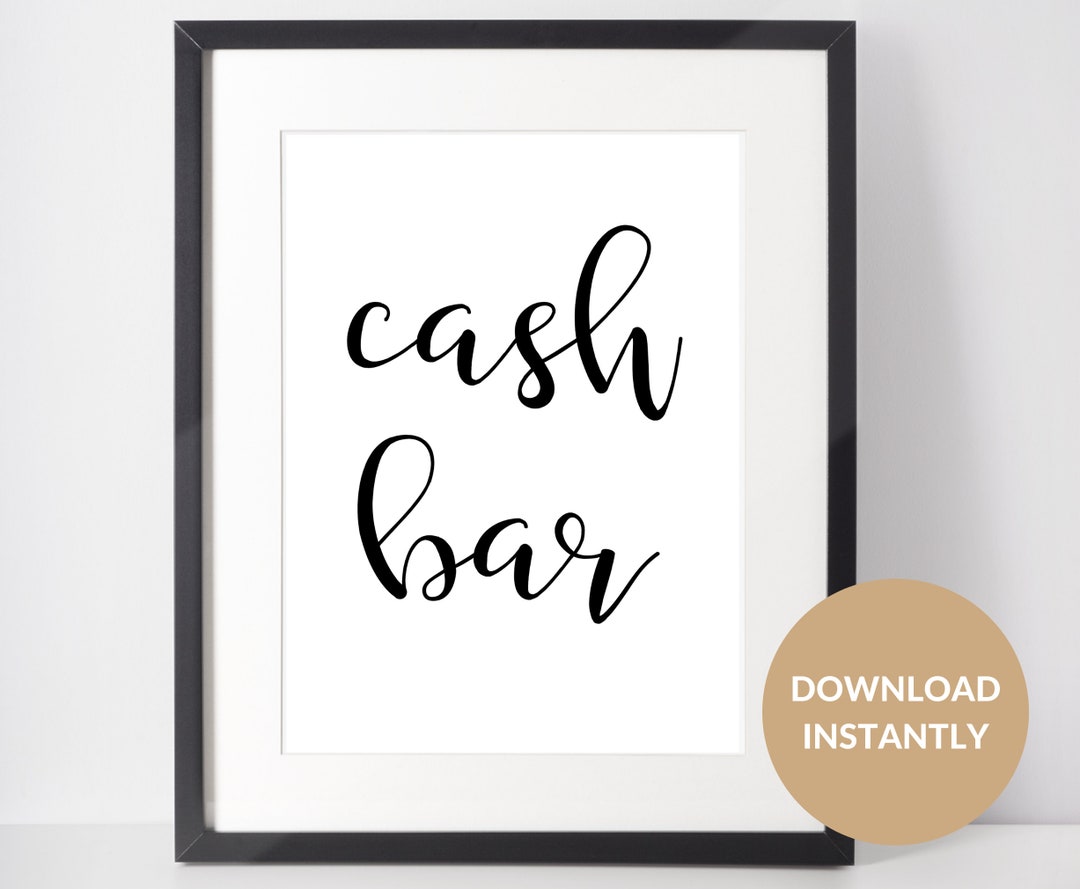 Cash Bar Sign: Printable Party Decor (PDF Download) - Etsy