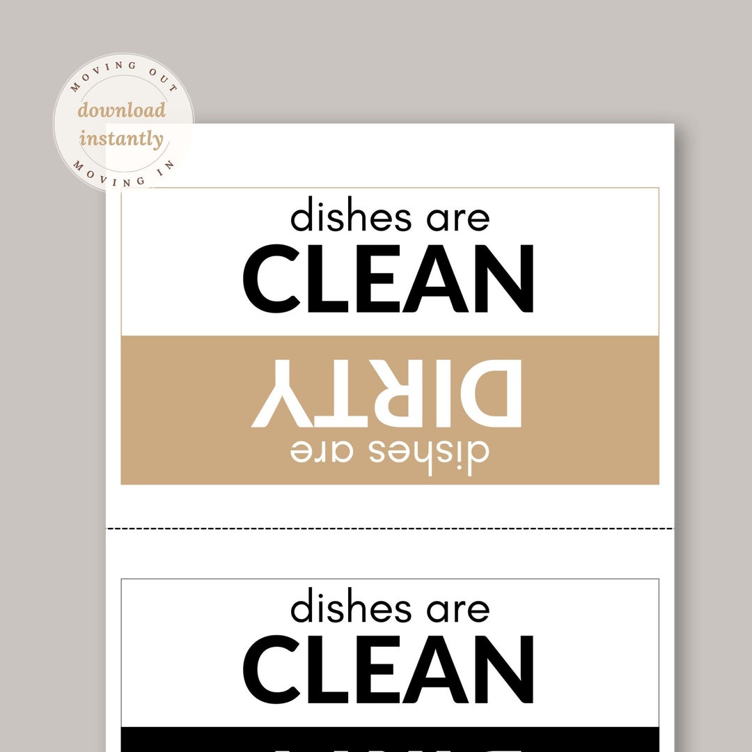 Clean and Dirty Dishwasher Label. Great for Communal Kitchens. Air Bnb ...
