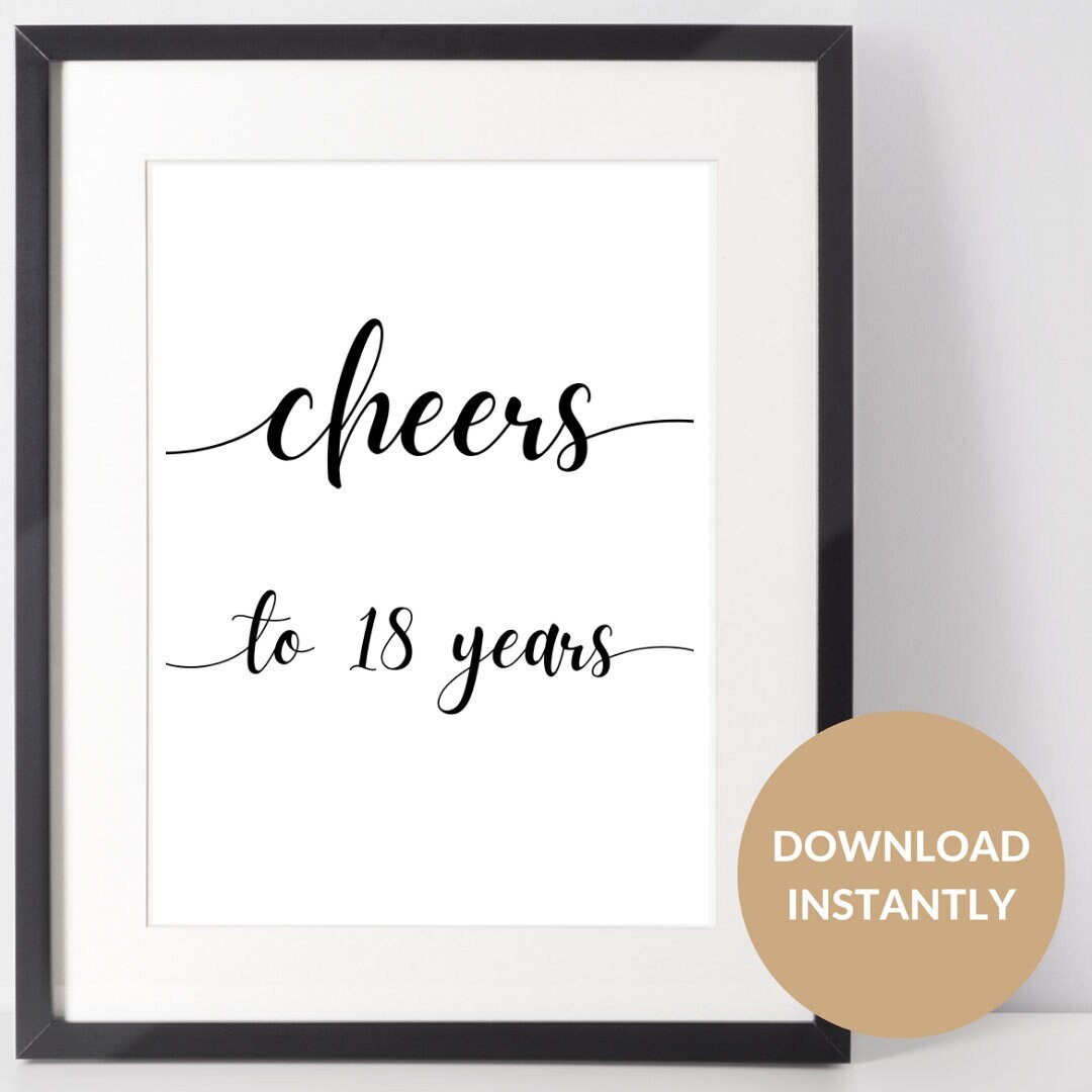 Cheers to 18 Years Sign, Birthday Party Sign, Celebration Sign ...