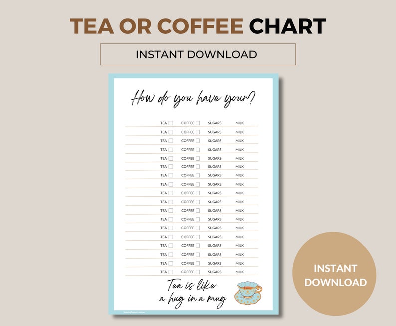 How Do You Like Your Tea or Coffee Printable. Pour the Perfect Cup for ...
