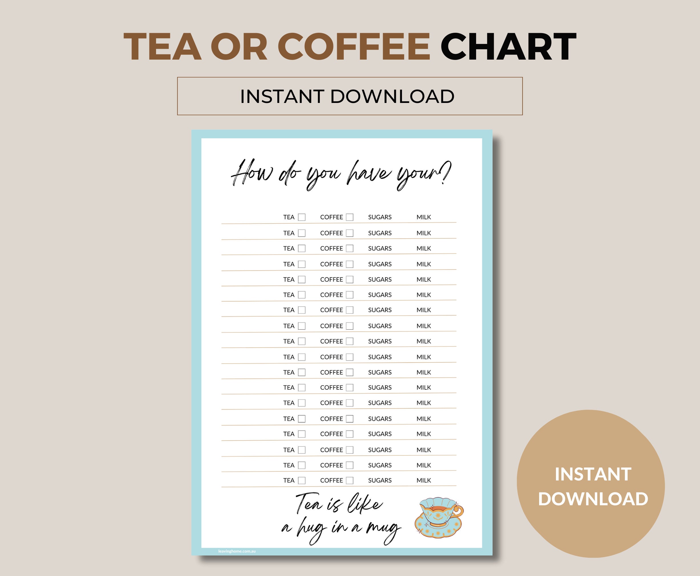 How Do You Like Your Tea or Coffee Printable. Pour the Perfect Cup for ...