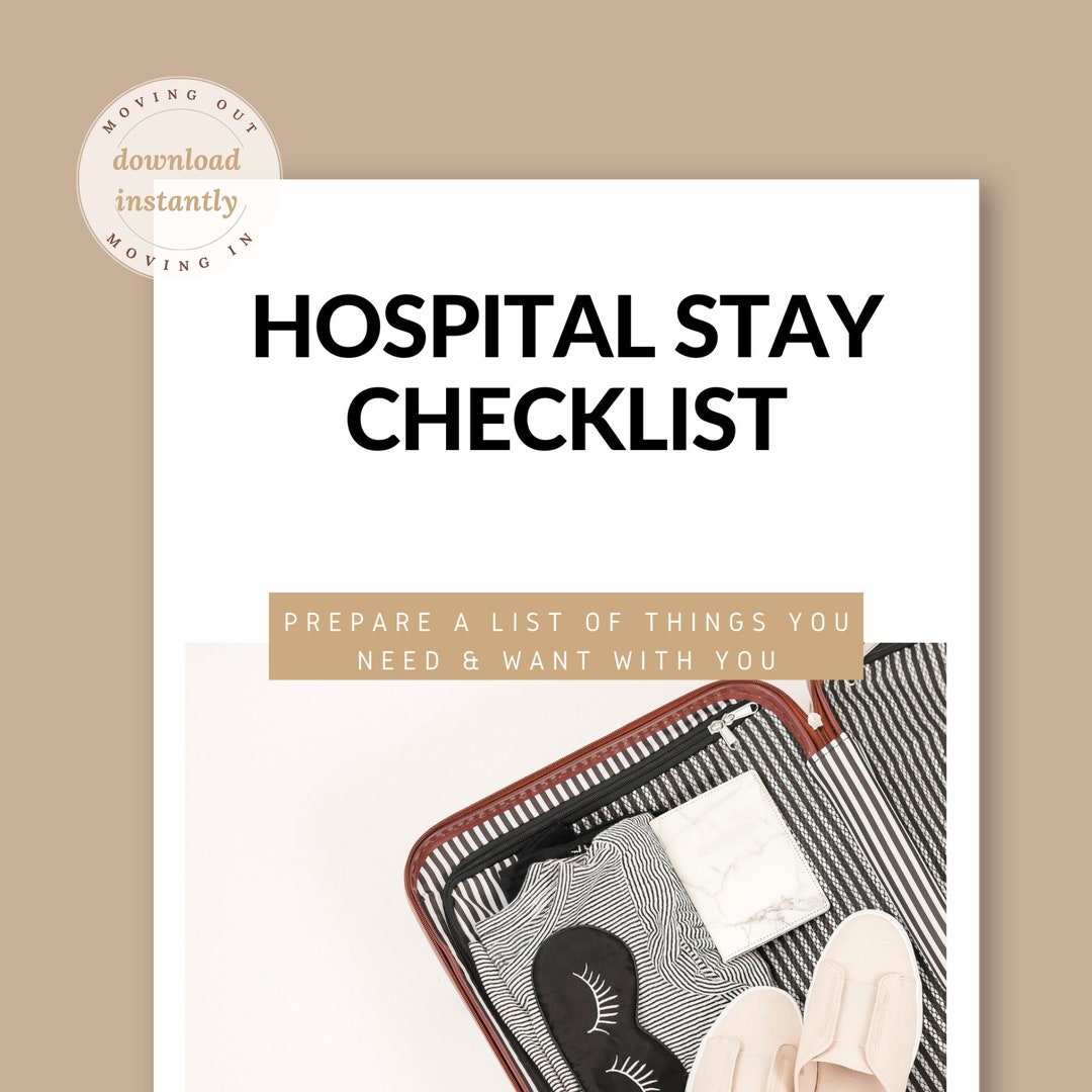 Hospital Stay Checklist, Hospital Bag Checklist, Pre Surgery Checklist ...