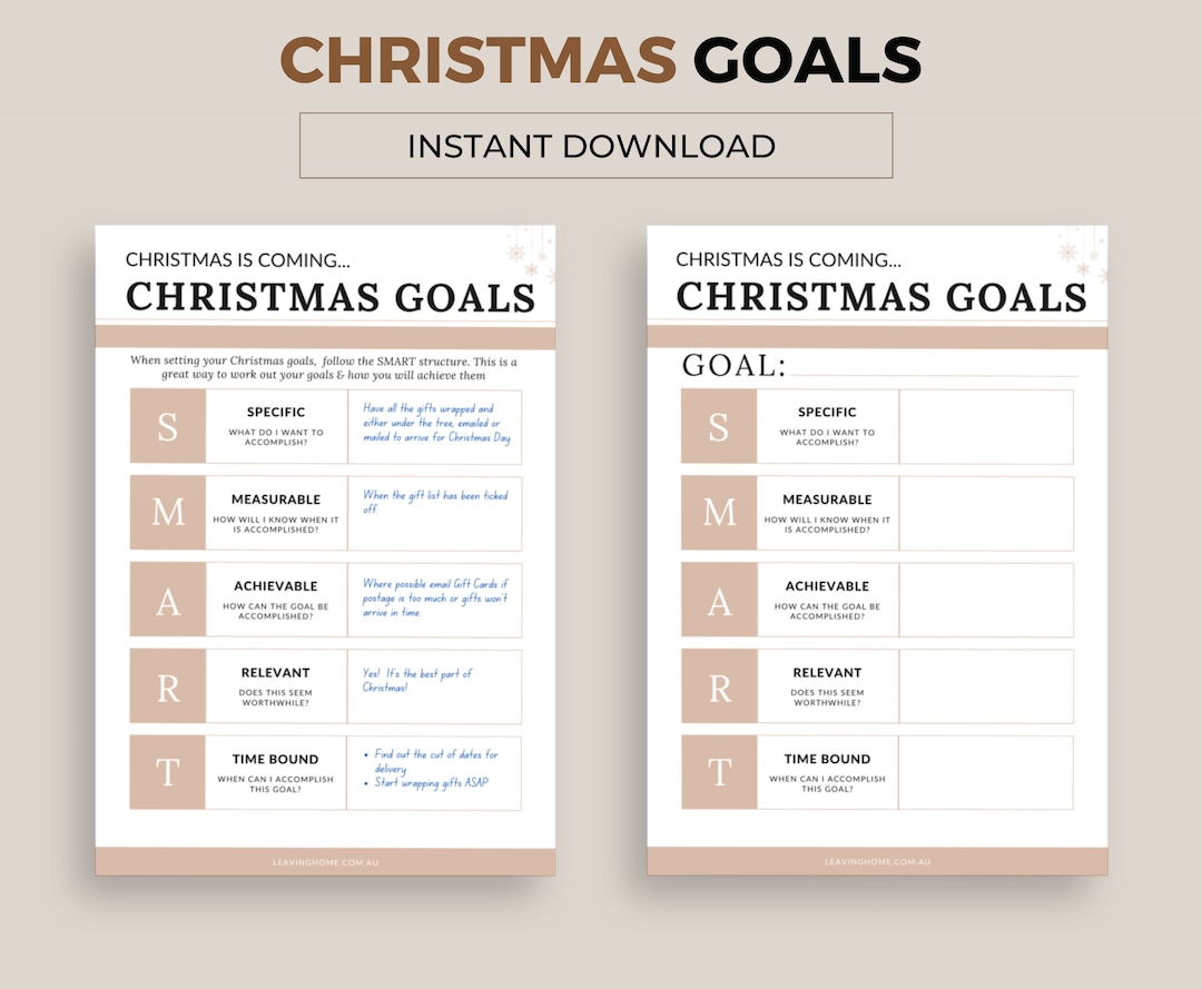 Christmas Goals Printable. Holiday Goal Setting, Christmas Worksheet ...