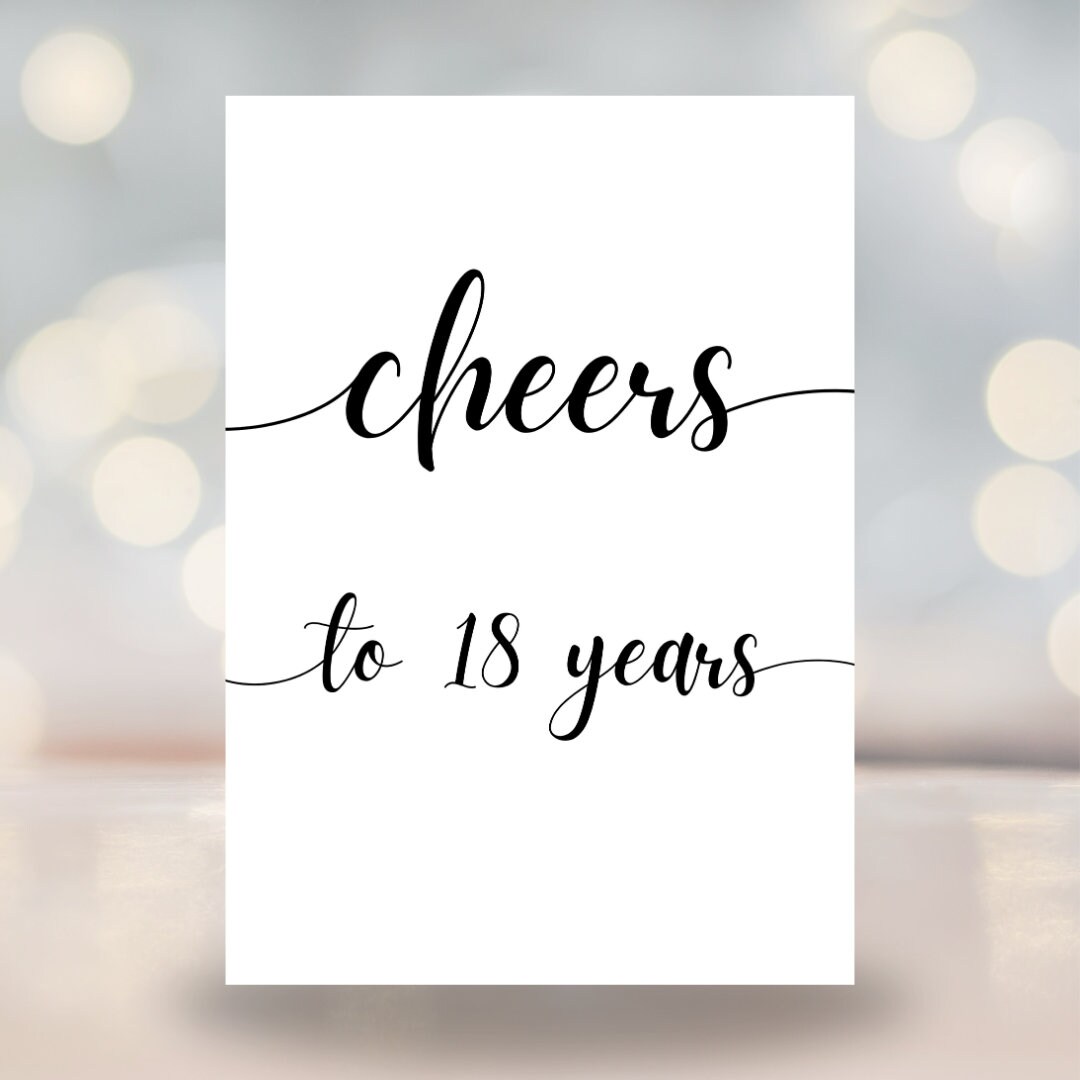 Cheers to 18 Years Sign, Birthday Party Sign, Celebration Sign ...