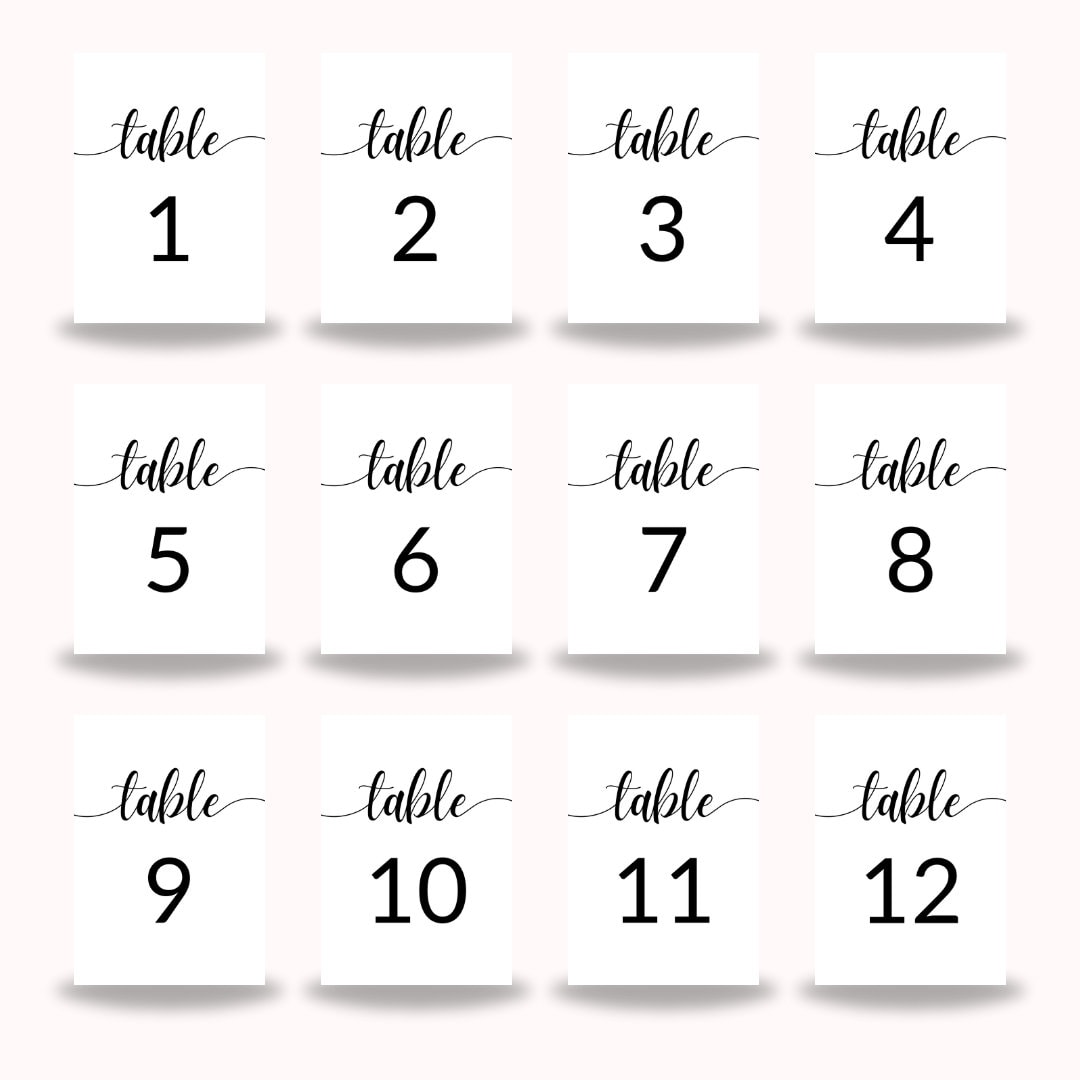 Wedding Table Numbers 1-12. Party Tables Numbers. Wedding Décor. Simple ...