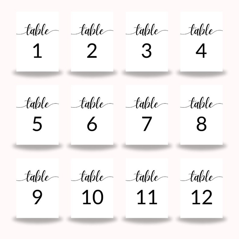 Wedding Table Numbers 1-12. Party Tables Numbers. Wedding Décor. Simple ...