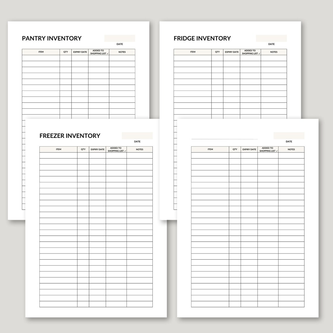 Kitchen Inventory Form. Inventory Tracker, Pantry Organization, New ...
