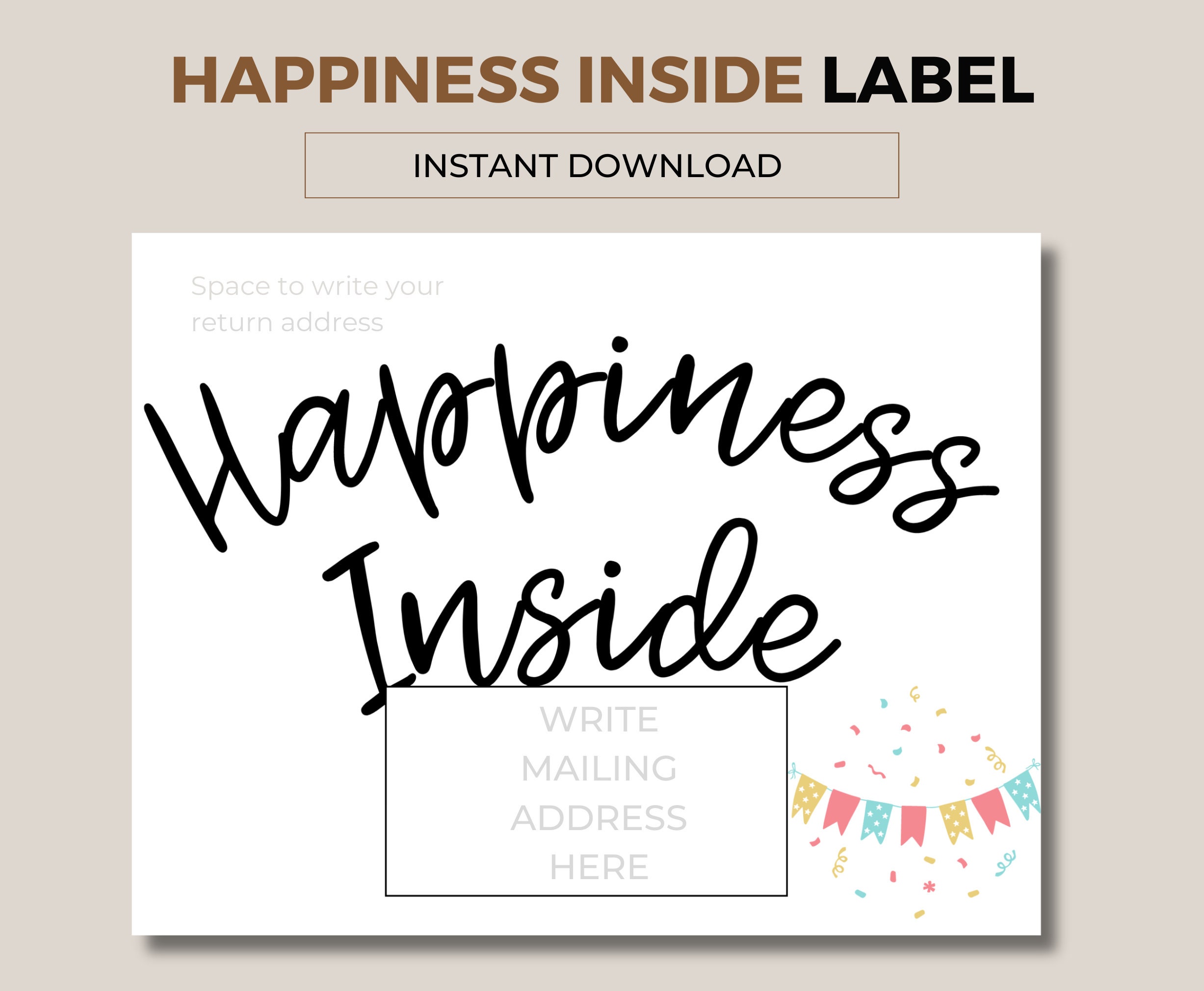 Happiness Inside Parcel Label. A Unique Way to Address Your Gift ...