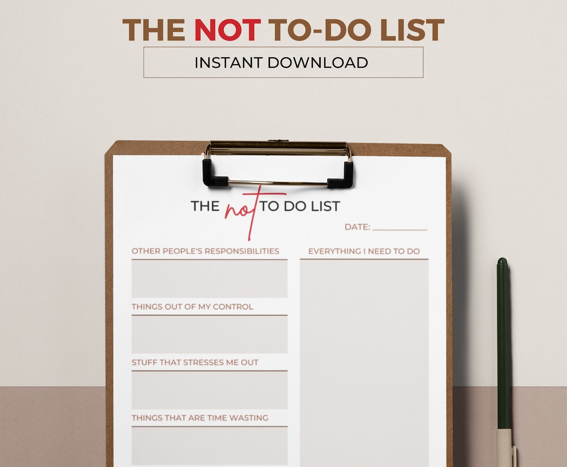 The NOT To-do List Printable: Decision Making, Mental Health (PDF) - Etsy