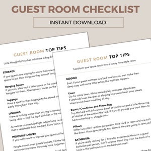 Guest Room Checklist Bundle, Prepare Your Home for Visitors, Overnight ...