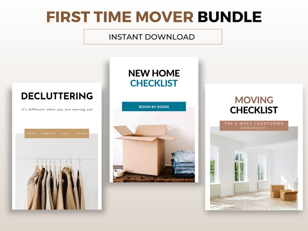 First Time Mover Bundle. Decluttering for Moving, New Home Essentials and Moving Countdown ...