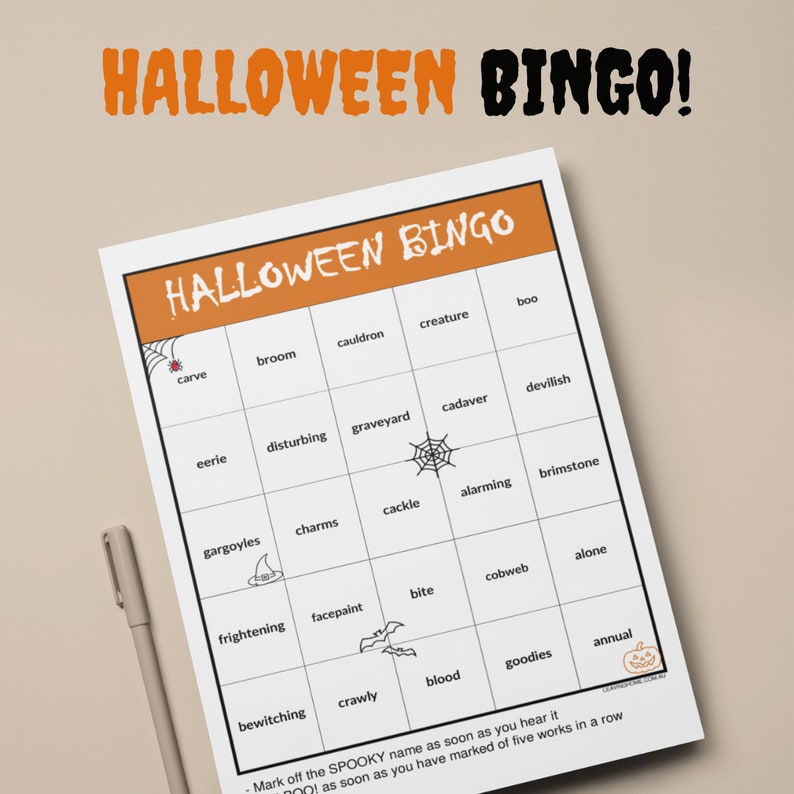 Halloween Bingo Game Cards, 40 Unique Games to Play Before or After ...