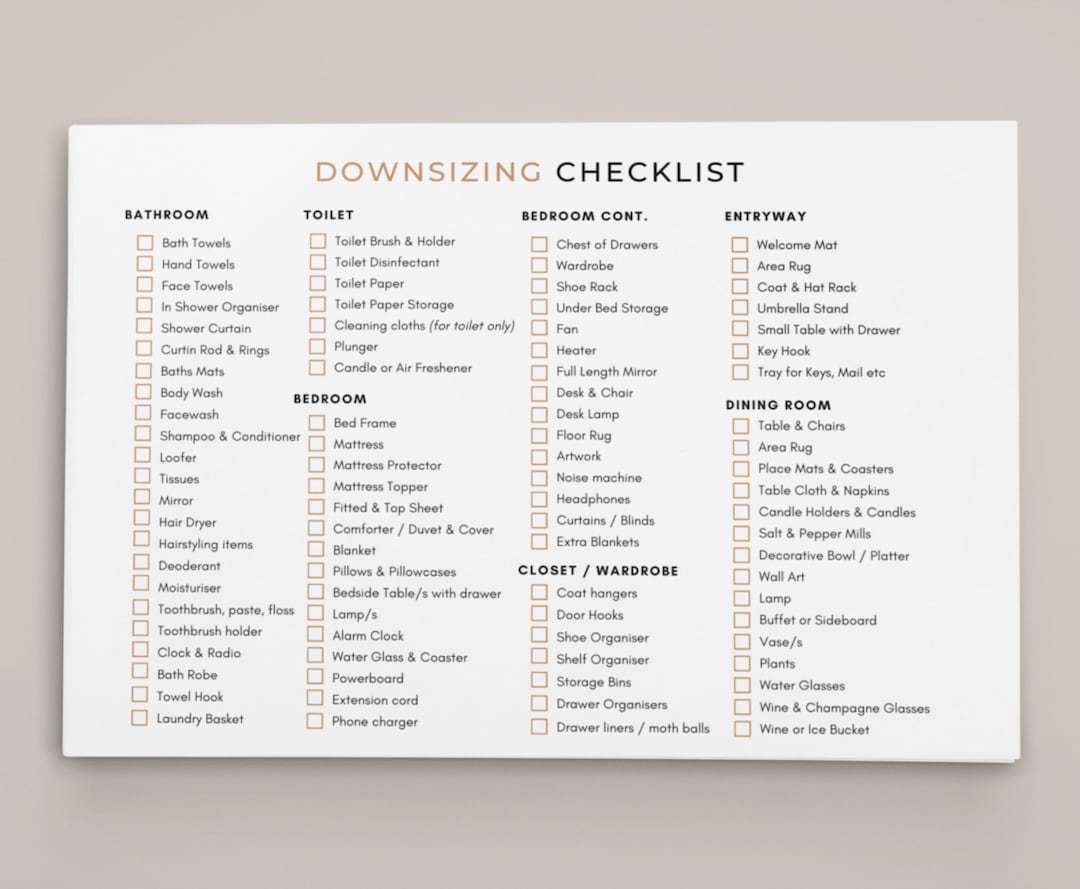 Downsizing Checklist. Relocating for Retirement, Moving House, New Home Checklist, Moving for ...