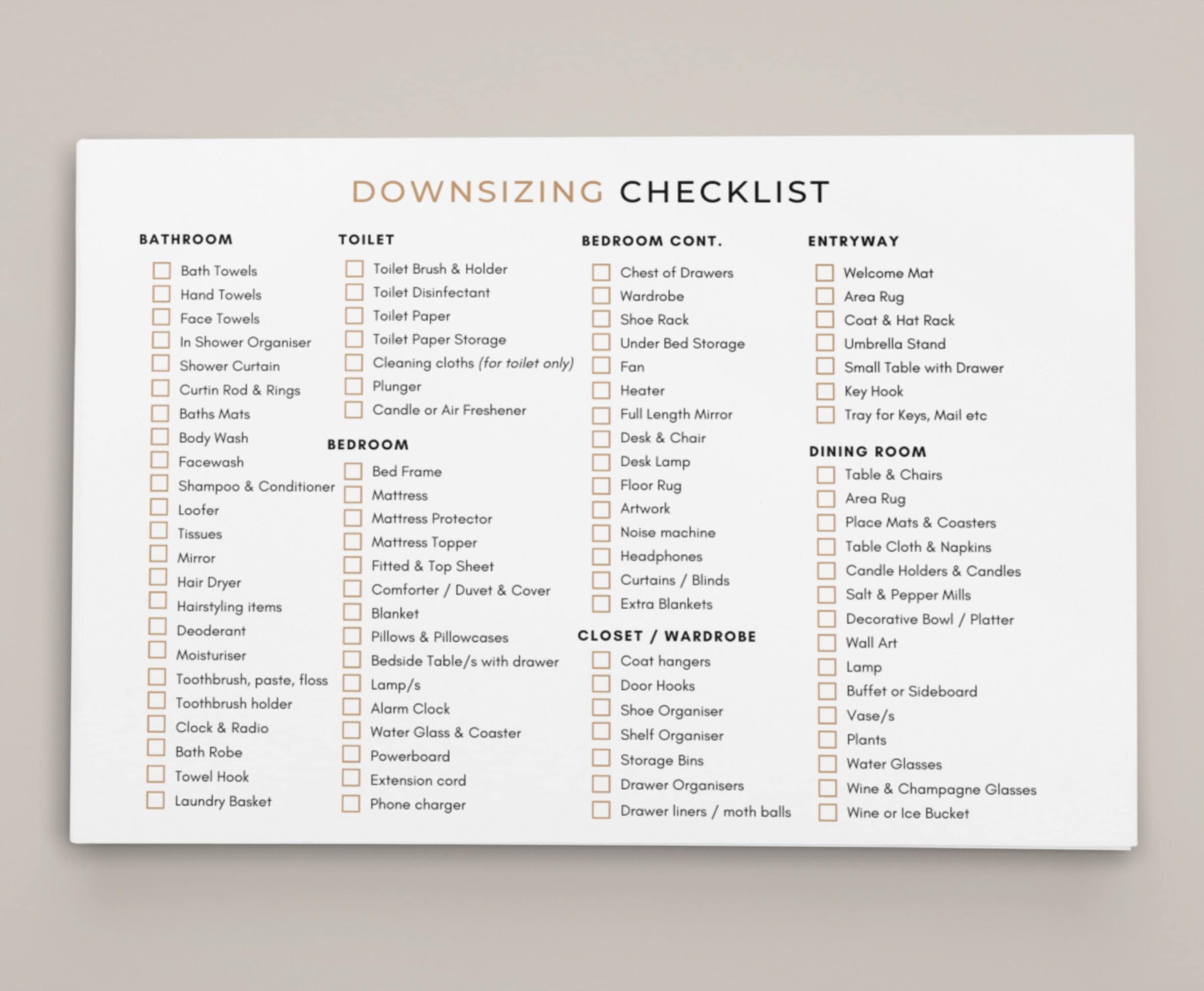 Downsizing Checklist. Relocating for Retirement, Moving House, New Home Checklist, Moving for ...