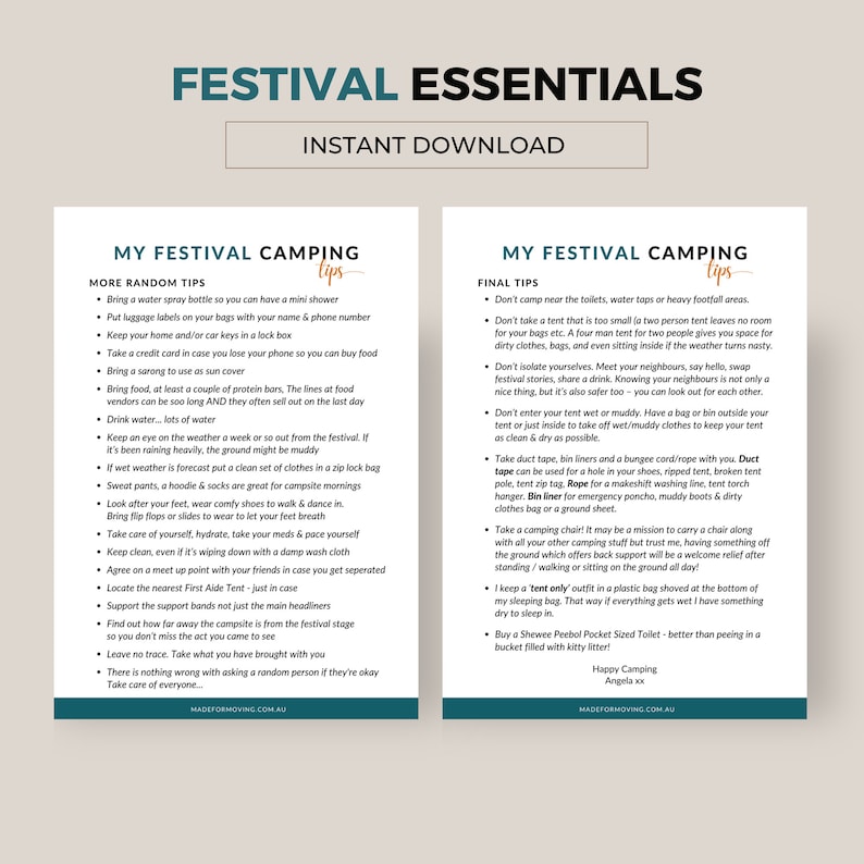 Ultimate Festival Camping Checklist, Camping Essentials Checklist, Tips ...