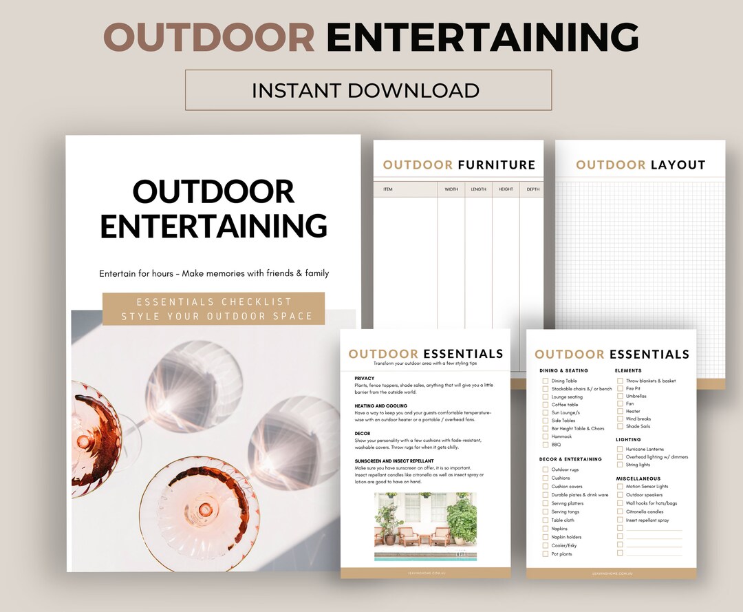 Outdoor Essentials Checklist. Entertaining Planner. Holiday Plans. New ...