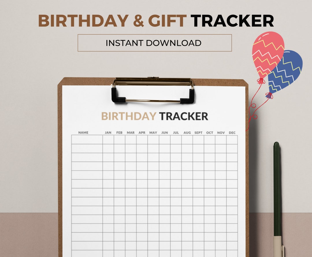 Birthday & Gift Tracker: Printable Planner (PDF) - Etsy
