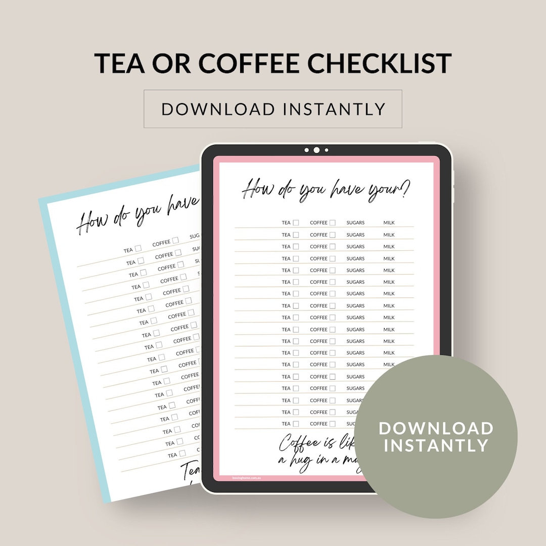 How Do You Like Your Tea or Coffee Chart. Tea or Coffee Chart. Guest ...