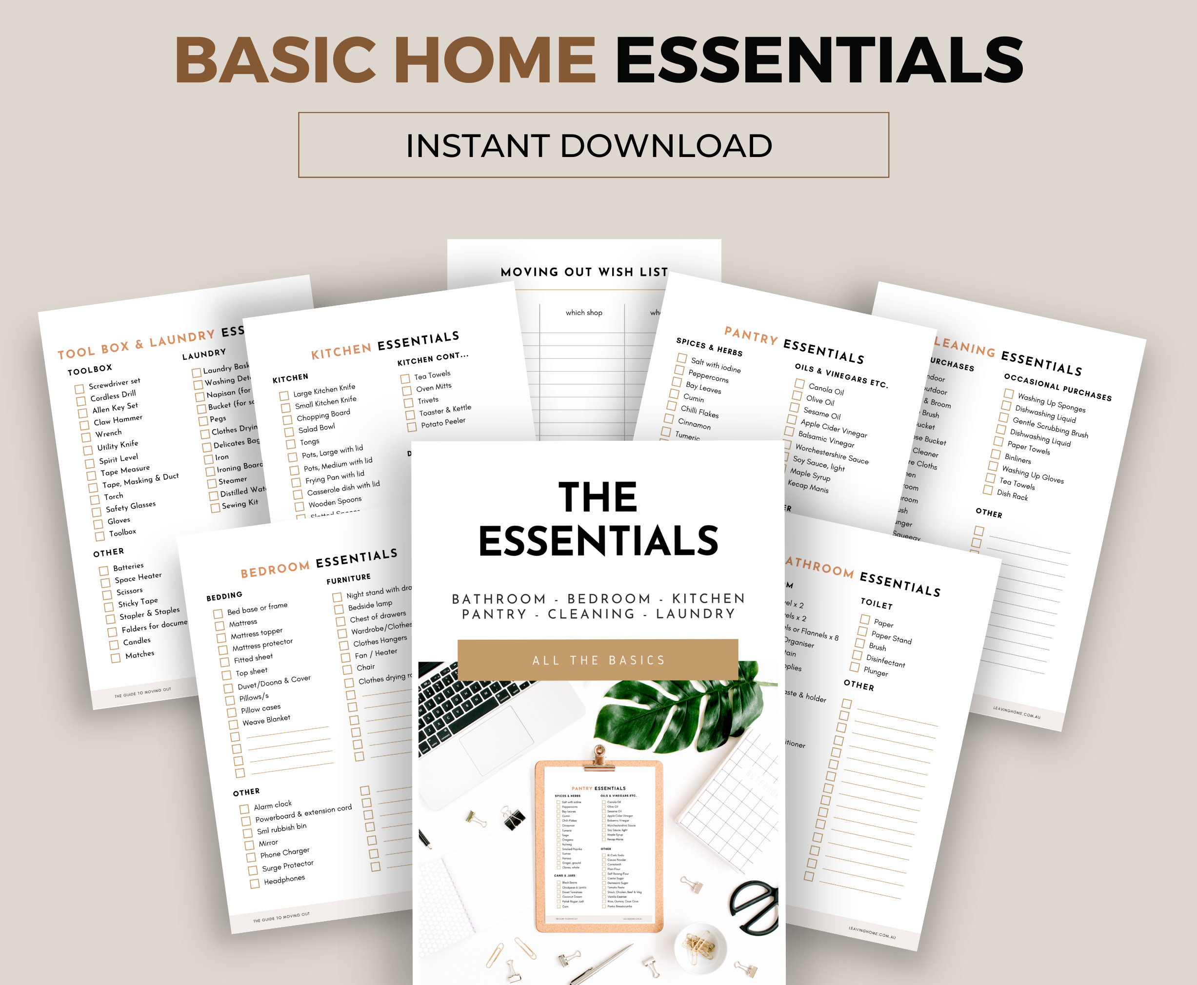 The Essentials Checklist Bundle. Basic Items for Your Bedroom, Bathroom ...